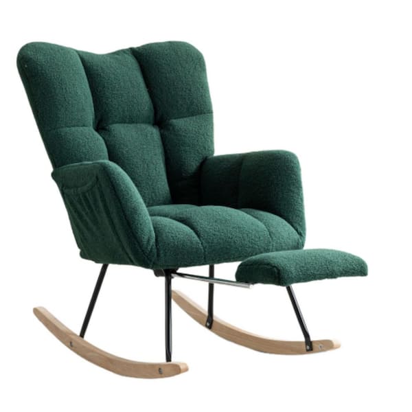 Dracelo Series Frame Green Metal Outdoor Rocking Chair with footrest GT ...