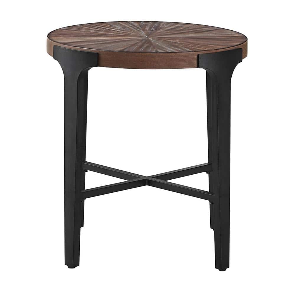 Steve Silver Chevron 22 in. Brown Wood Round End Table CH200E - The ...