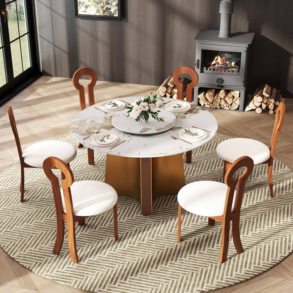 Magic Home 53.1 in. Pandora Rotable Lazy Susan Sintered Round Stone ...