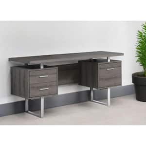 HomeRoots 23.75 in. Rectangular Taupe Metal 3-Drawer Computer Desks ...
