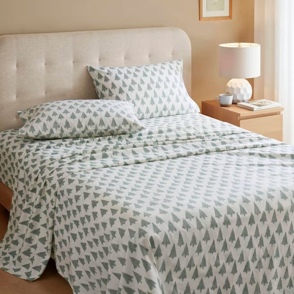 TRUE NORTH Cozy Cotton Flannel 4-Piece Ikat tree Cotton Cal King Sheet ...