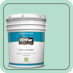 BEHR PREMIUM PLUS 8 oz. #480C-3 Aqua Bay Semi-Gloss Interior/Exterior ...