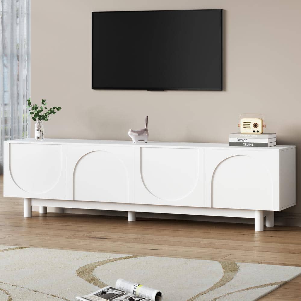 Nestfair 70.8 in. White TV Stand Fits TVs up to 78 in. with Arch ...
