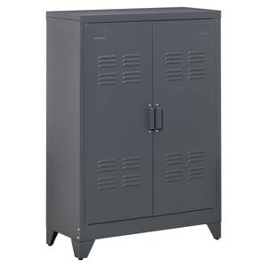 HOMCOM Industrial Grey Steel Cabinet with Adjustable Shelves 838-148GY ...