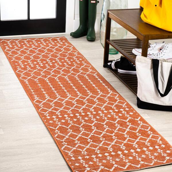 JONATHAN Y Ourika Moroccan Orange/Cream 2 ft. x 8 ft. Geometric ...