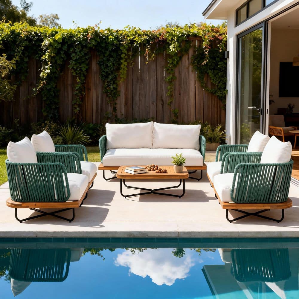 CHRISTOPHER KNIGHT HOME Fifi 6-Piece Solid Wood Patio Conversation Set ...