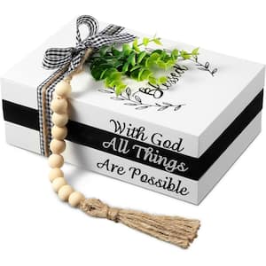 White Decorative Cardboard Books Set Stacked Faux Books Home Decor ...