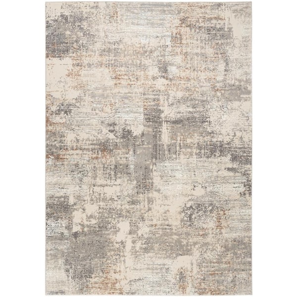 Nourison Eco-Friendly Beige Grey 6 ft. x 9 ft. Abstract Contemporary ...