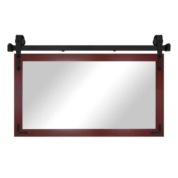 Rayne Mirrors (33 in. H x 66 in. W) Dark Mahogany Mirror with Steel ...