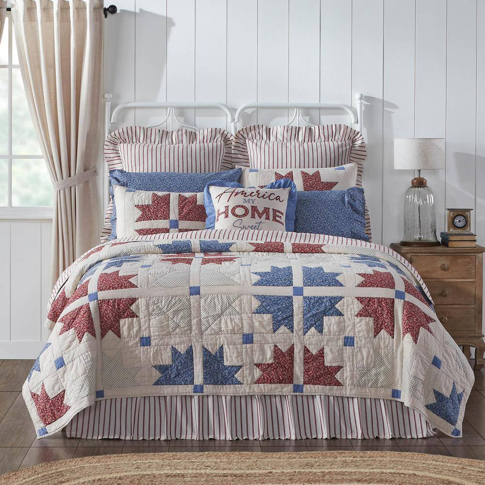 VHC BRANDS Celebration Red Cream Blue Queen Cotton Quilt Americana ...