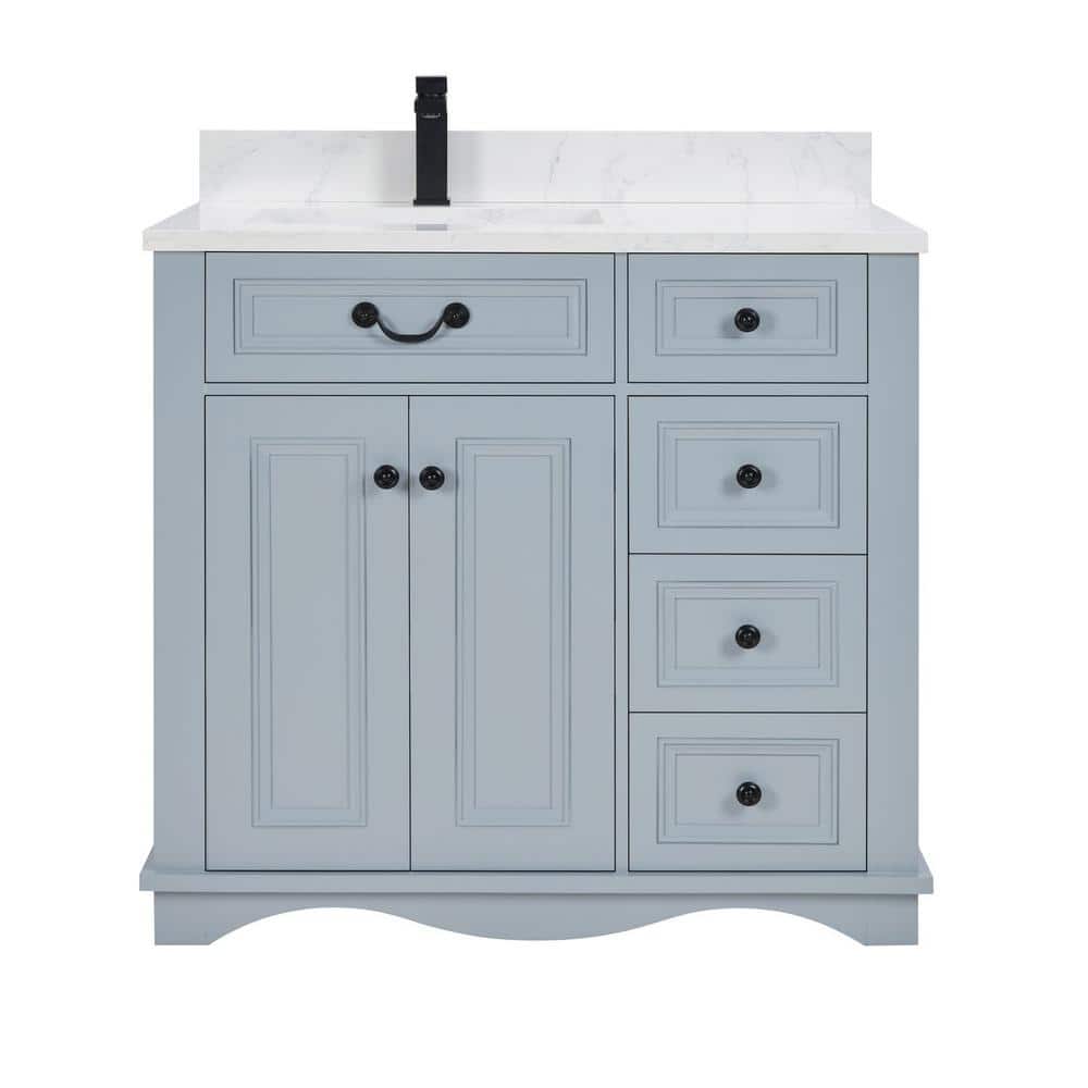 Legion Furniture French Contemporary Series 36 in. 1 Freestanding Cadet Bath Vanity with White ...