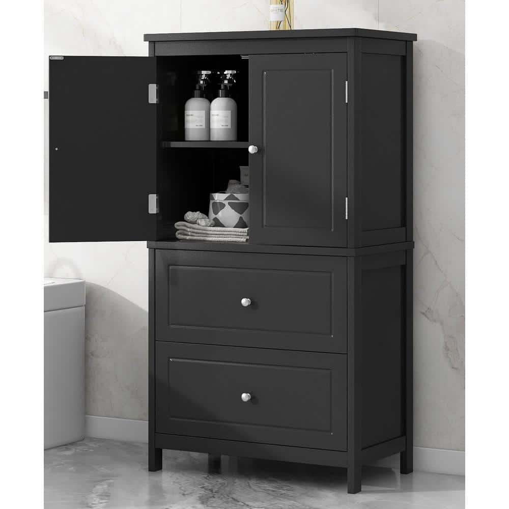 Harper & Bright Designs Black 43.3 in. H Accent Storage Cabinet with ...
