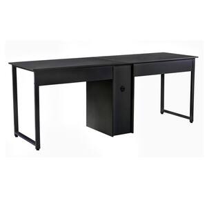 78.7 in. Retangular Black Wood Office Computer 2-Person Desk With ...