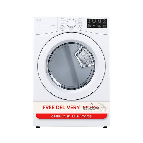 LG 7.4 cu. ft. Vented Stackable Gas Dryer in White with Sensor Dry ...
