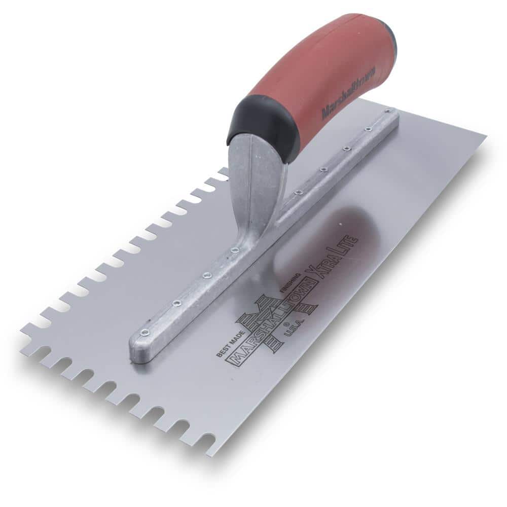MARSHALLTOWN 11 in. x 1/4 in. x 1/2 in. U-Notch Flooring Trowel with ...
