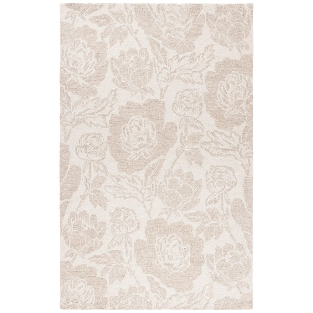 SAFAVIEH Jardin 8 ft. x 10 ft. Ivory/Beige Abstract Floral Swirl Area ...