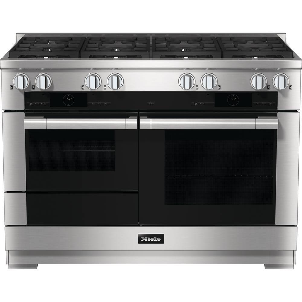 Miele 48 in. 8 Burner Slide-In Double Oven Dual Fuel Range with Gas ...
