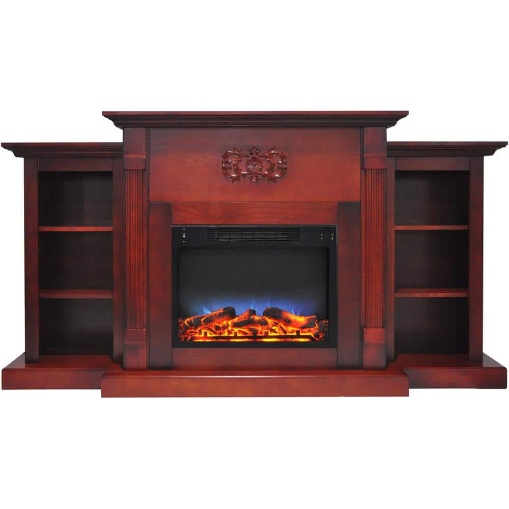 Cambridge Sanoma 72 in. Electric Fireplace in Cherry with Bookshelves ...