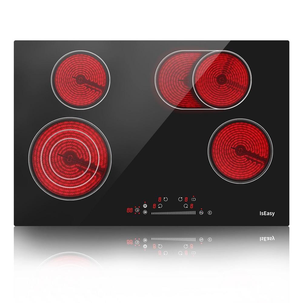 IsEasy 30 in. 4 Elements Ceramic Glass Surface Radiant Electric Cooktop ...