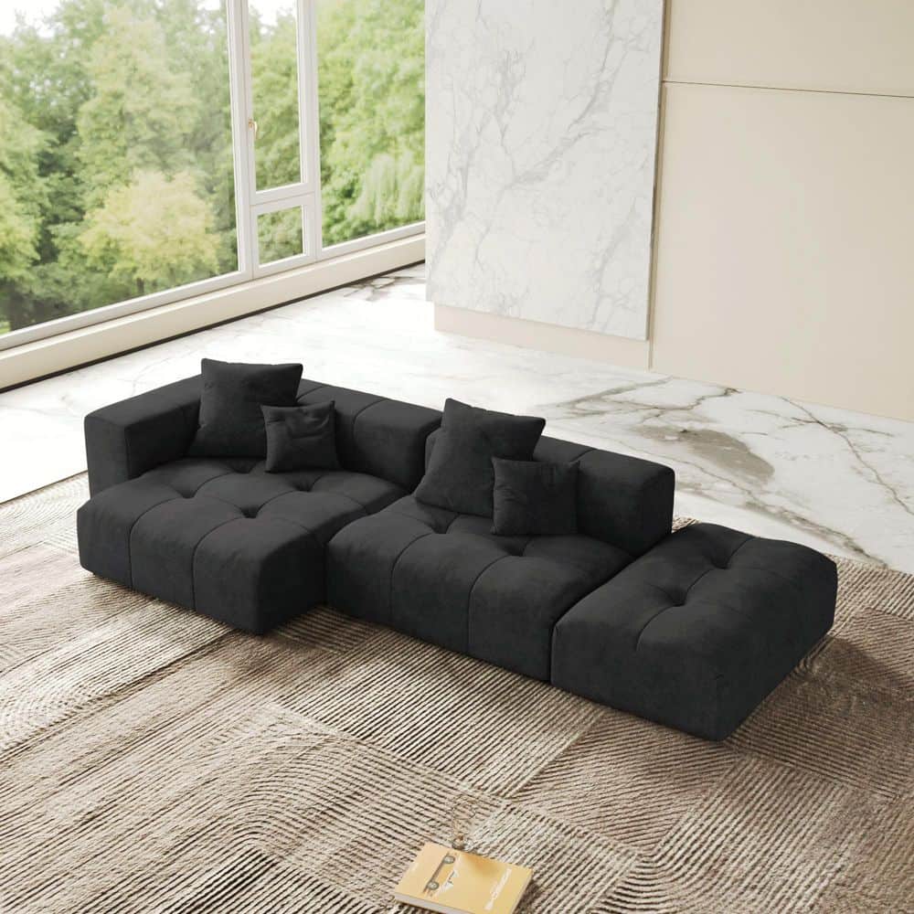 Magic Home Oversized 119 in. 3-Piece Linen Modular Sectional Sofa ...