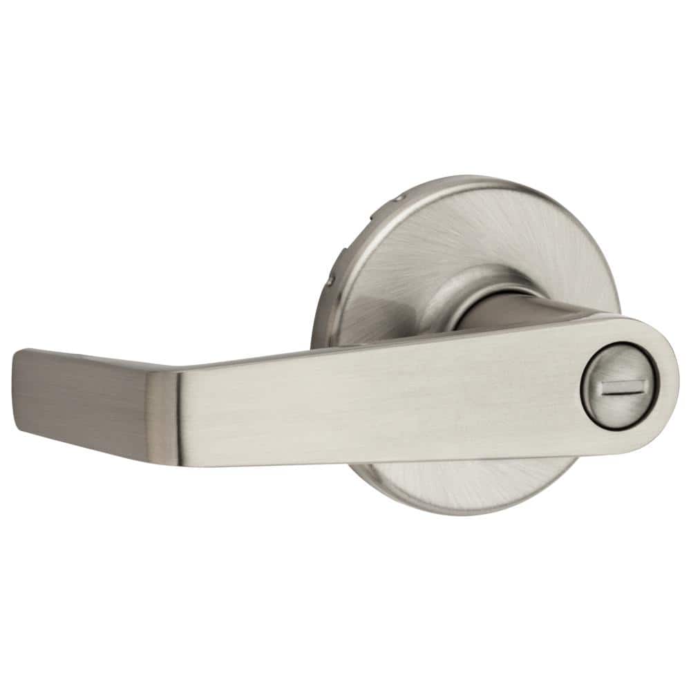 Kwikset Kingston Satin Nickel Round Bed/Bath Reversible Door Handle ...