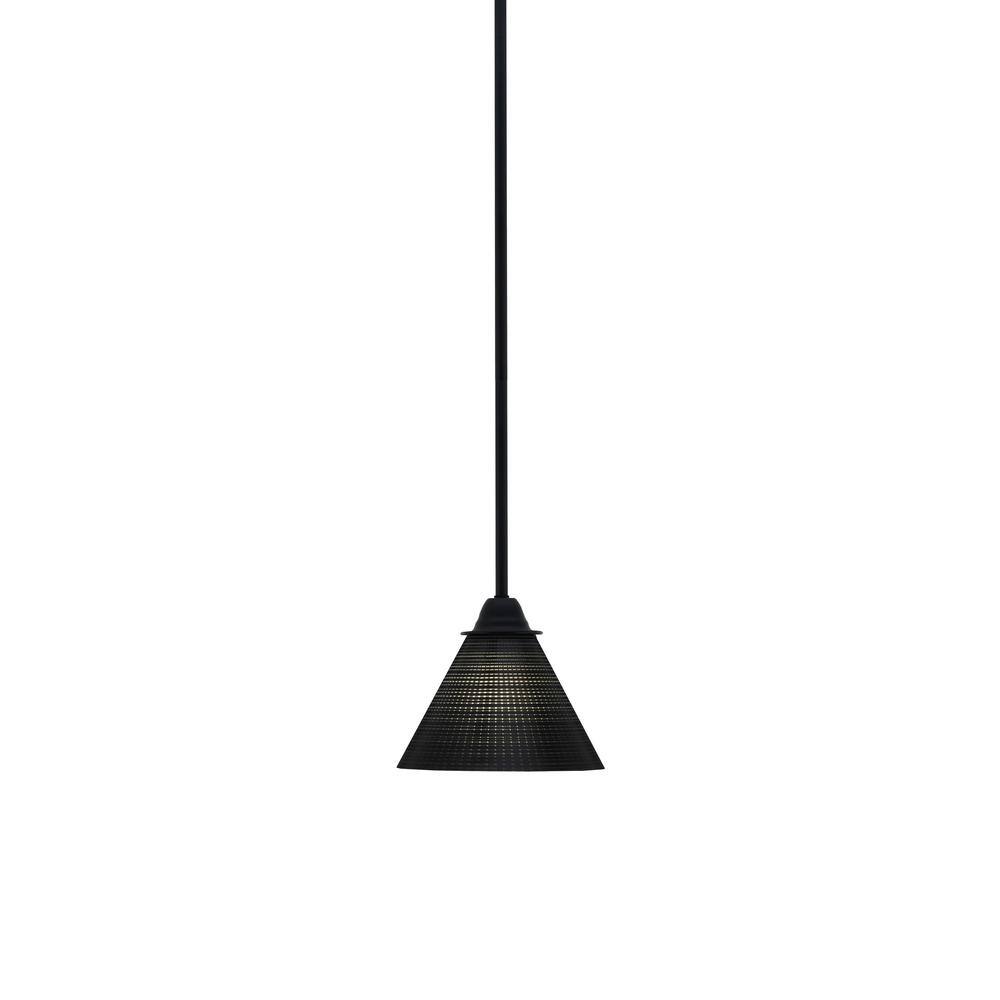 Madison 100-Watt 1-Light Matte Black Shaded Pendant Light with 7 in ...
