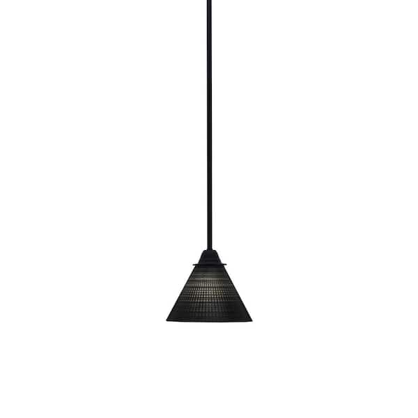Madison 100-Watt 1-Light Matte Black Shaded Pendant Light with 7 in ...