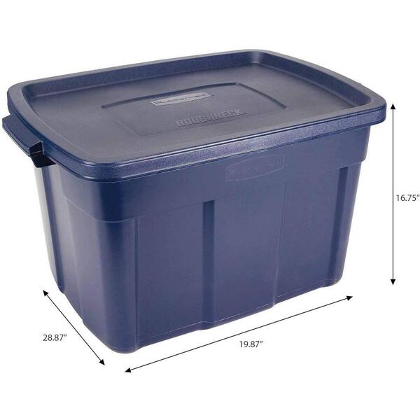 Rubbermaid Roughneck 25-Gal. Stackable Storage Tote Container in Blue ...