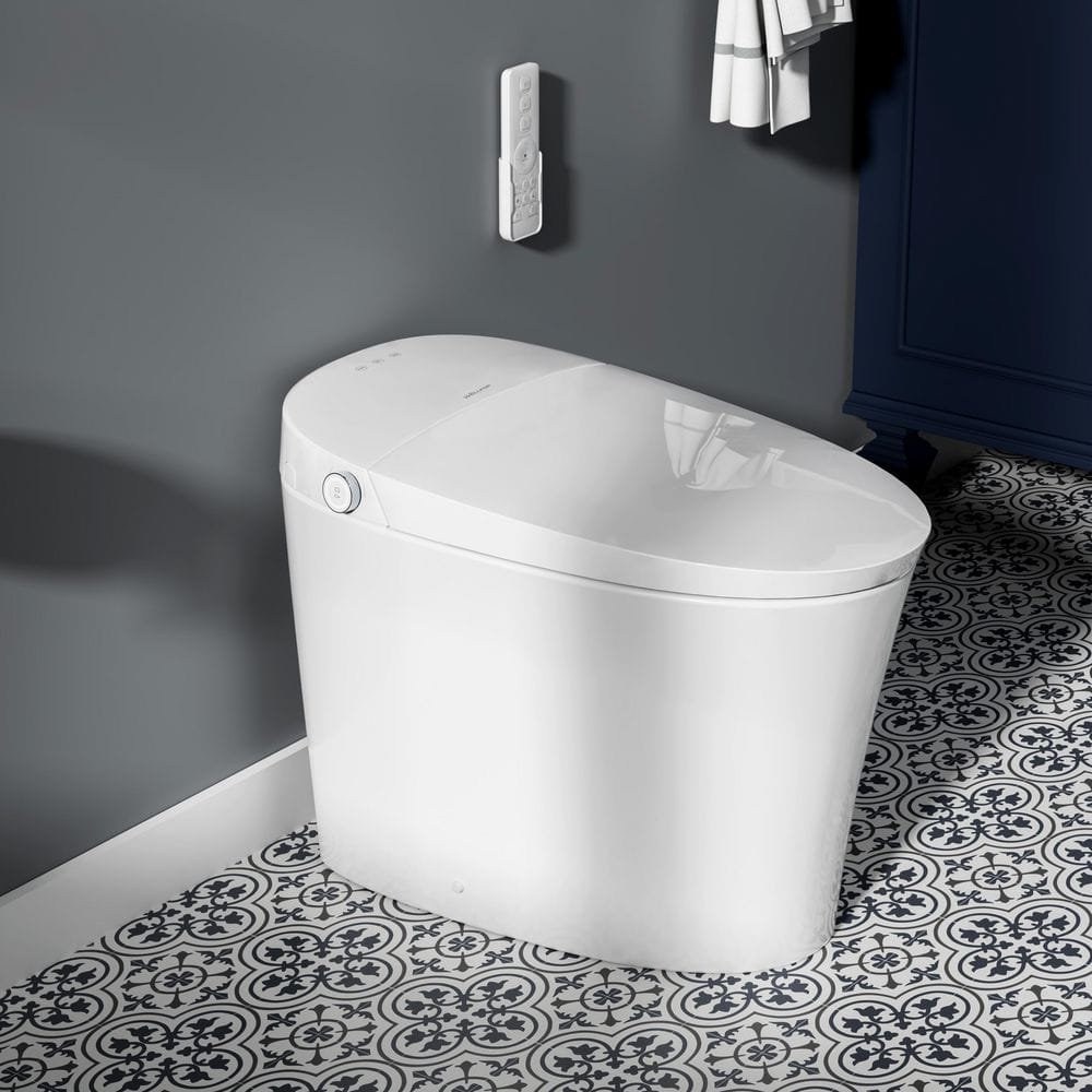 Eoviamne Build-in Tank Elongated ADA Smart Bidet Toilet 1.6/1.1 GPF in ...
