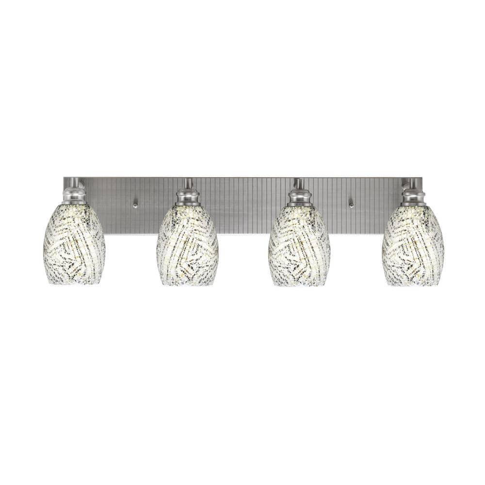 Albany 32.25 in. 4-Light Brushed Nickel Vanity Light with Natural ...