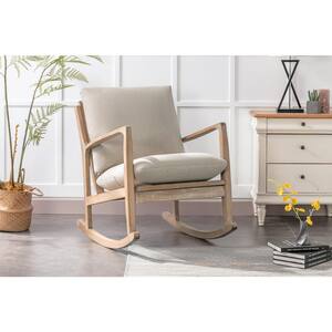 HOMCOM Modern Cream White Accent Lounge Rocking Chair with Solid Curved ...