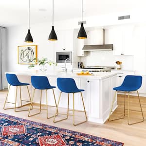 LUE BONA Alexander 24 in. Light Gray Bar Stools Low Back Metal Frame ...