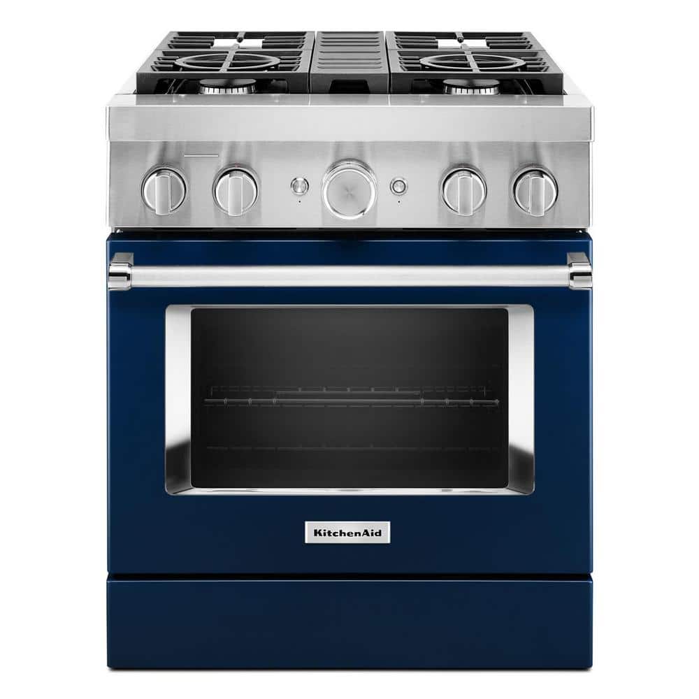 KitchenAid 30 in. 4.1 cu. ft. Dual Fuel Freestanding Smart Range with 4 ...