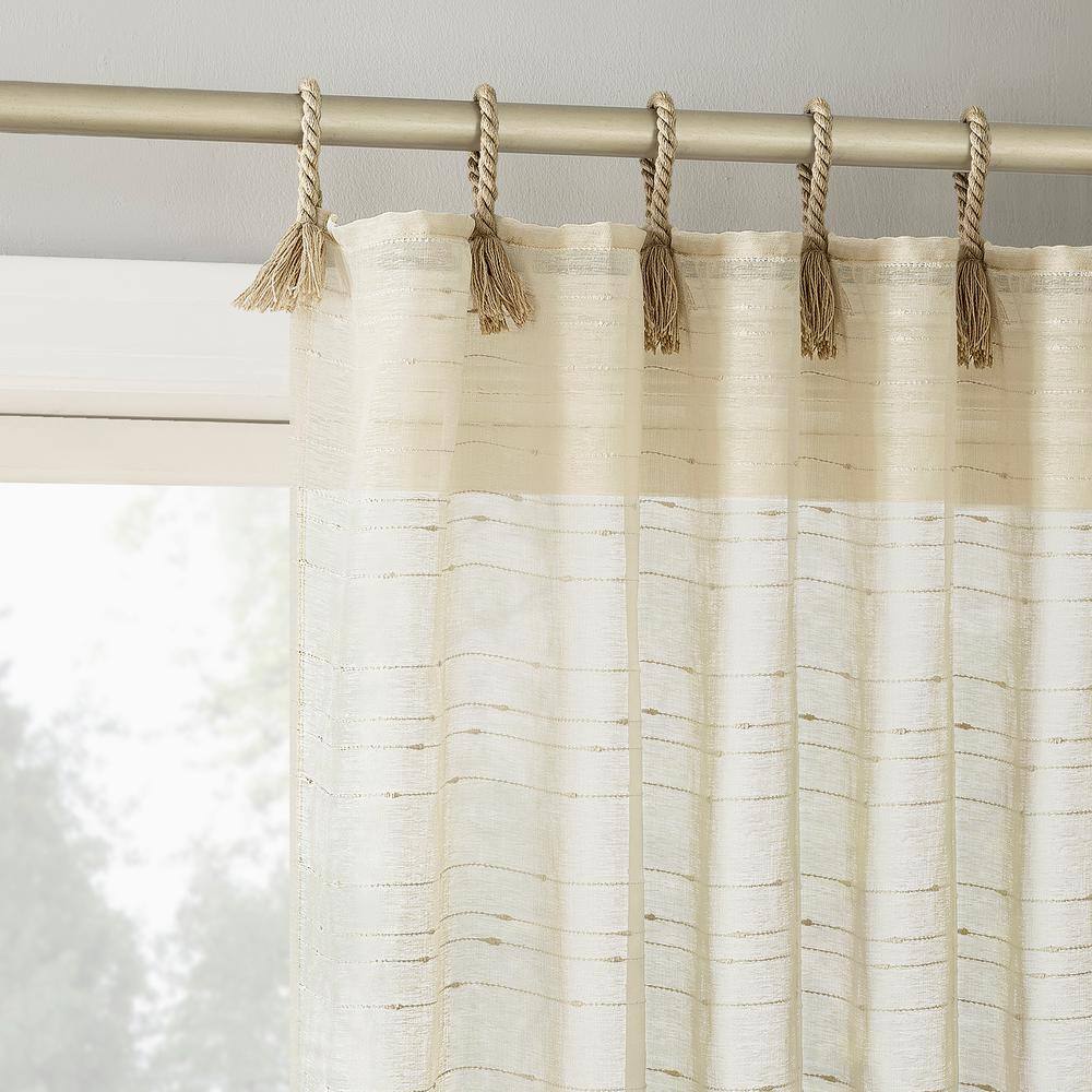 No. 918 Noemi Slub Stripe Rope Tab Natural Polyester 50 in. W x 96 in ...