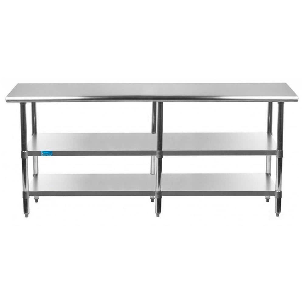 AMGOOD 14 in. x 84 in. Stainless Steel Kitchen Utility Table with 2 ...
