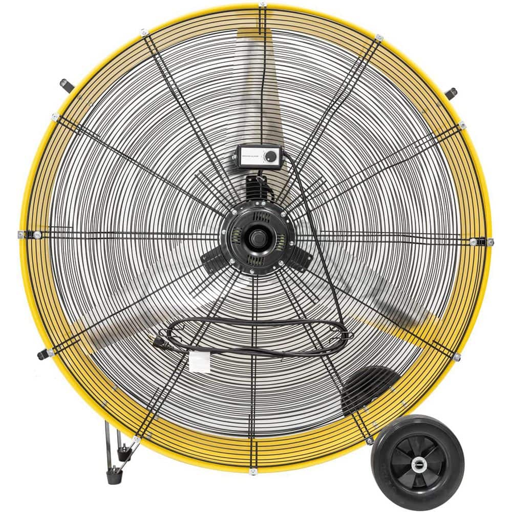Edendirect 42 in. 2 Fan Speeds Drum Fan in Yellow with Handle and ...