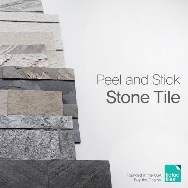 Tic Tac Tiles 4 Sheets Carbon Gray 24 in. x 6 in. Peel Stick Self Adhesive Decorative 3D Stone Tile Backsplash 3.87 sq.ft. Pack ST10 4 The Home Depot
