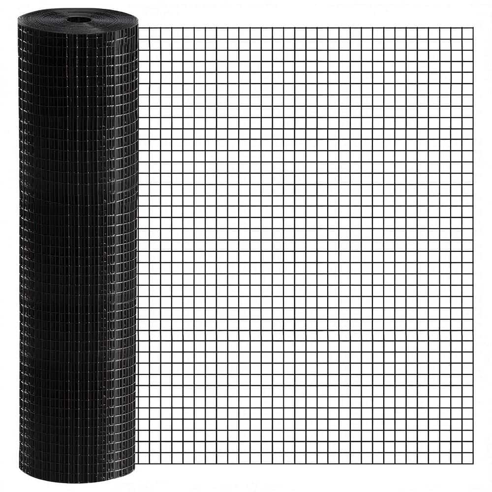 Jushua 3 ft. x 100 ft. Black Vinyl Coated Hardware Cloth, 21 Gauge 1/4 ...