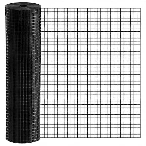 Jushua 3 ft. x 100 ft. Black Vinyl Coated Hardware Cloth, 21 Gauge 1/4 ...