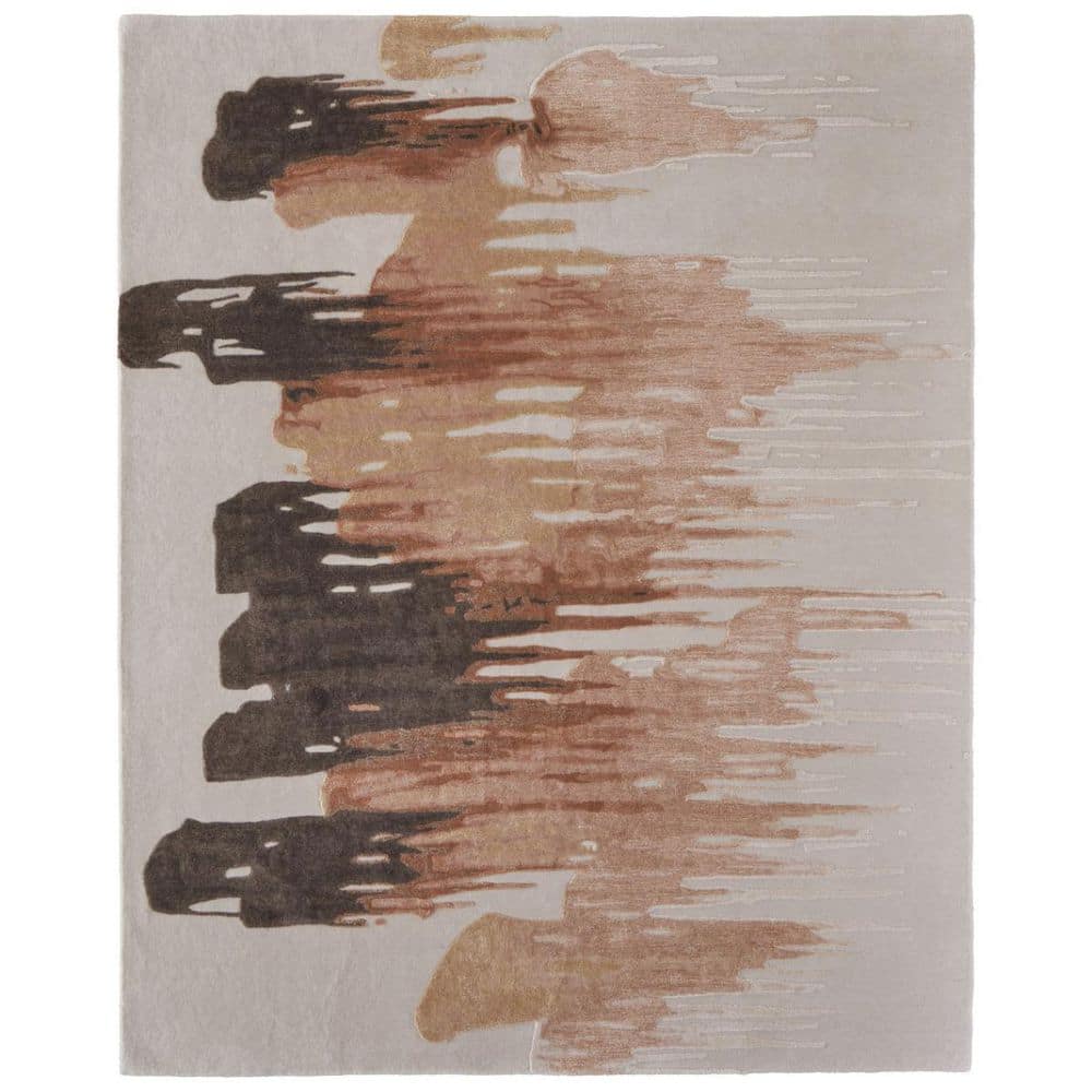 HomeRoots 9 ft. x 12 ft. Tan, Brown, Orange Abstract Area Rug ...