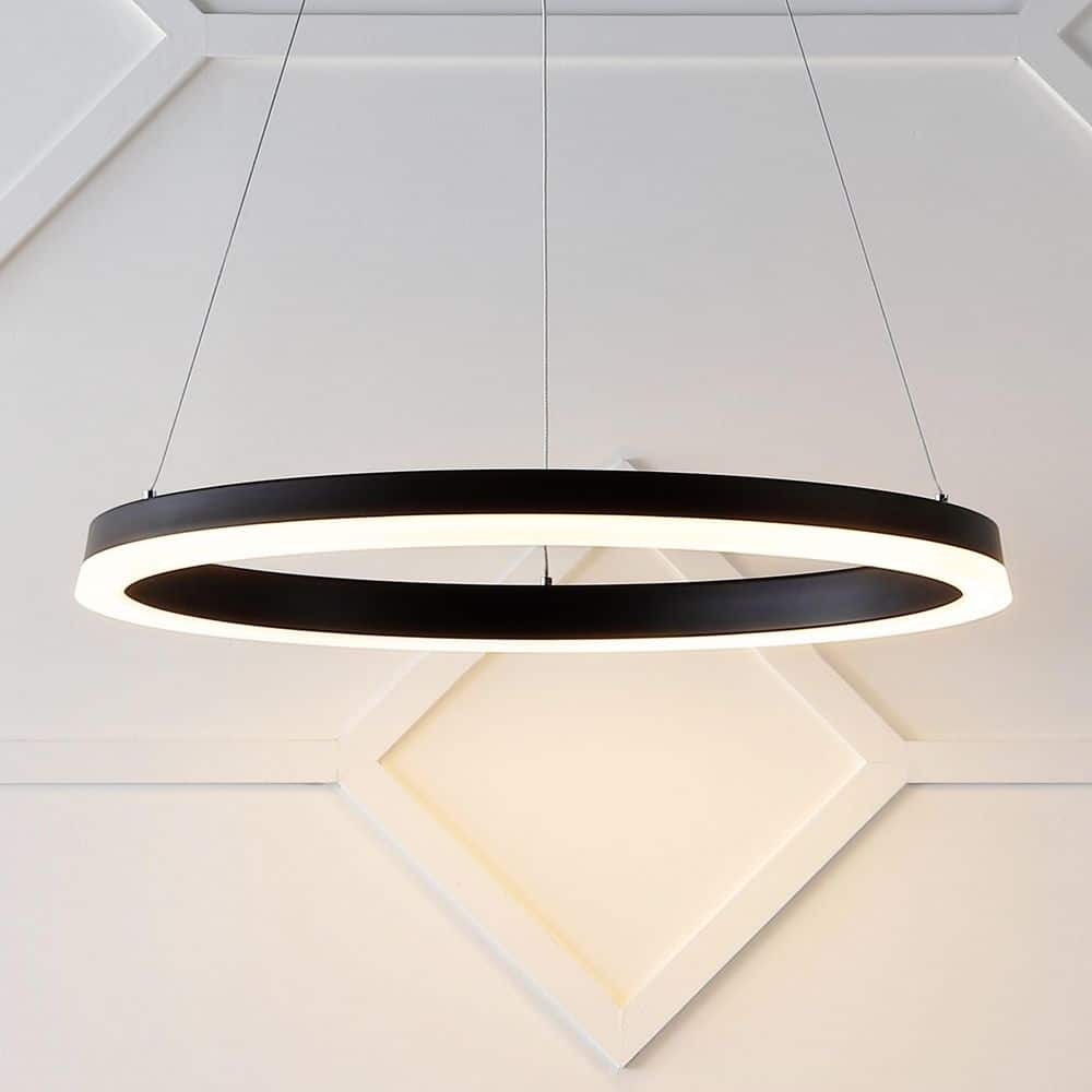 JONATHAN Y Baxter 23.5 in. 1-Light Black Modern Contemporary Aluminum ...