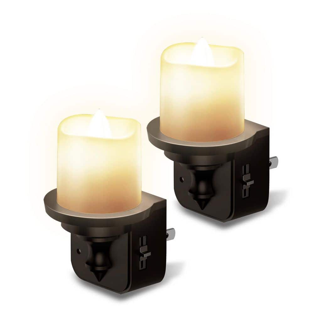 Briignite 1-Watt Plug-in Black LED Candle Night Light with Dusk to Dawn ...