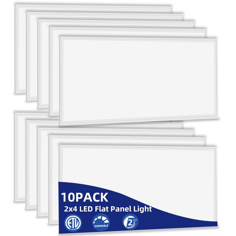 Honbei (10-Pack) 2 ft. x 4 ft. 7800 Lumens Integrated LED Panel Light ...