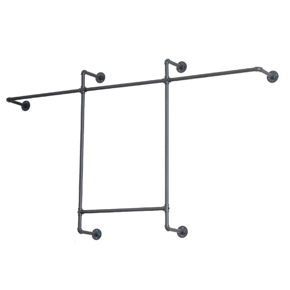 Angel Sar Black Wall Mounted Coat Rack, Industrial Metal Pipes Clothes ...