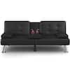 LACOO 65 in. Convertible Folding Futon Sofa Bed, Black Faux Leather ...