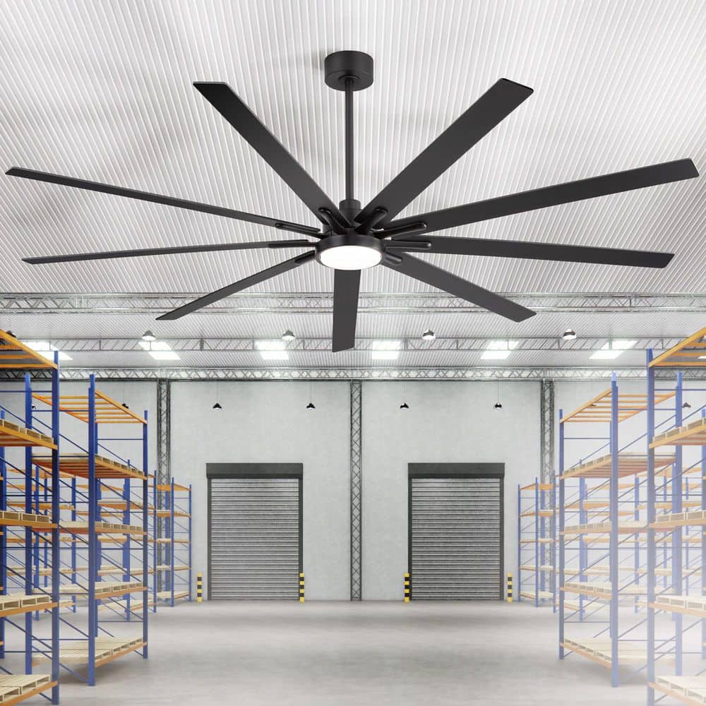 Breezary Parvez 84 in. Windmill Black Ceiling Fan with LED Light ...