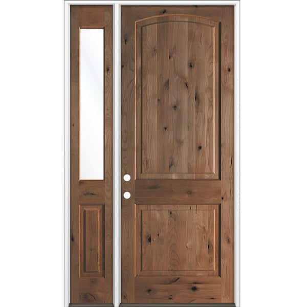 Krosswood Doors 56 in. x 96in. Knotty Alder 2Panel Arch-Top Right-Hand ...