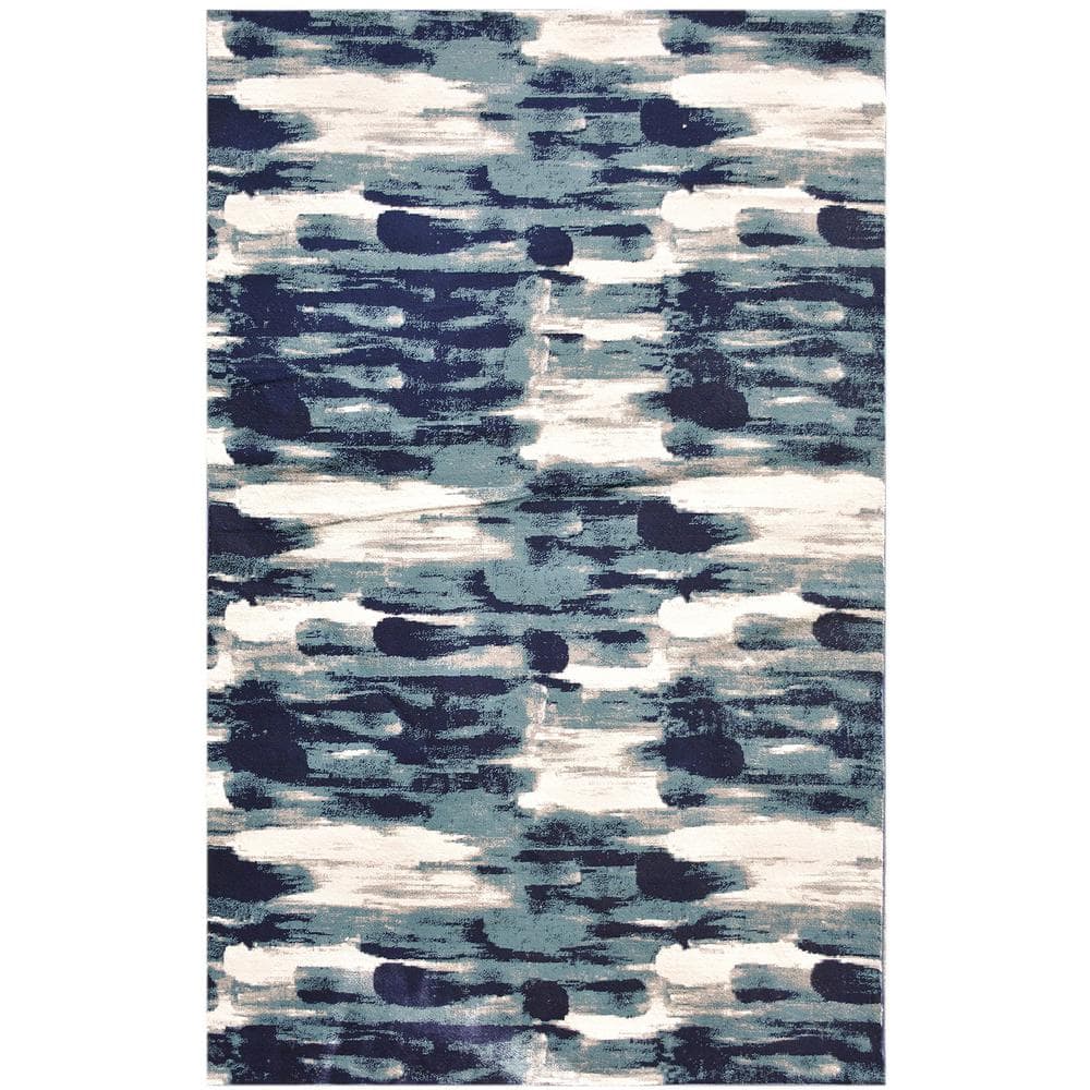 RugStylesOnline Studio Gray and Blue 7 ft. x 10 ft. Stripes Abstract ...