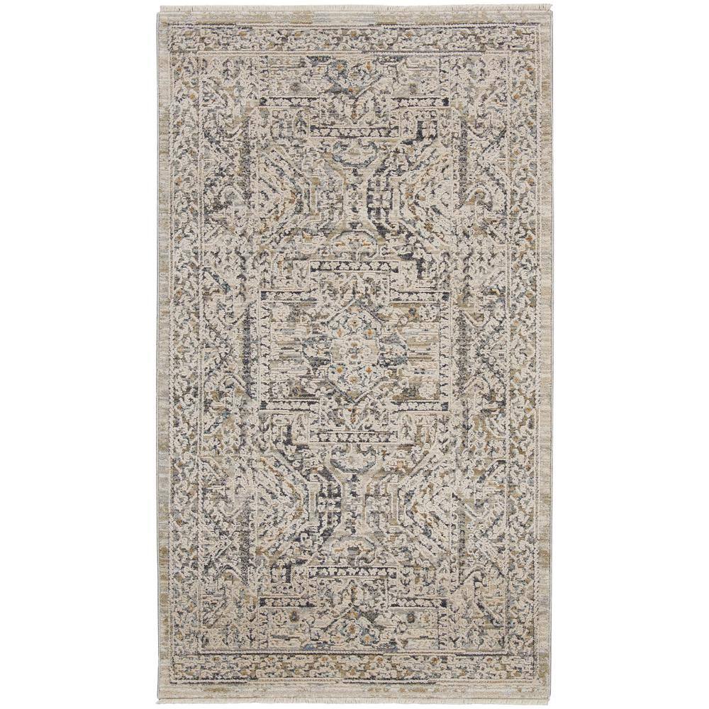 Nourison Lynx Ivory/Grey/Blue 3 ft. x 5 ft. All-Over Design ...