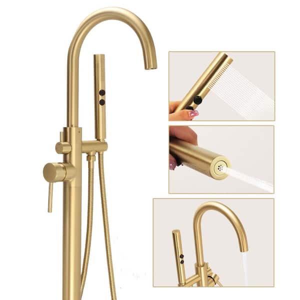 AZULBATH 2 Handle Floor Mounted Freestanding Tub Filler with Brass 2 ...